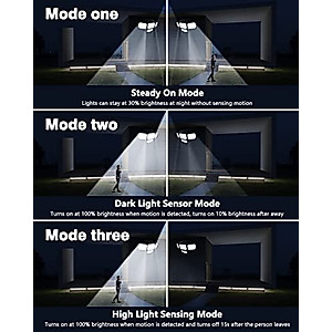 Solar Outdoor Lights with Motion Sensor, 286 LEDs Solar Security Lights Outdoor with IP65 Waterproof, Remote Control, 4 Heads, 3 Modes, Solar Flood Lights for Garage Porch Garden Front Door 2 Pack