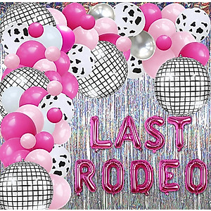 99 Pcs Western Theme Last Rodeo Bachelorette Party Decorations - Cowgirl Ring Balloon Garland Arch Kit Pink for Final Rodeo Bride to be Wedding Bridal Shower Party Decoration Supplies