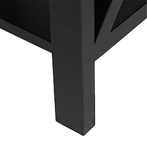 Black Side Table, End Table with 1 Drawer, 1 Open Shelf End Table Storage Shelf, Side Table Modern Nightstand, Sofa Beside Table for Living Room, Foyer, Bedroom (40 x 30 x 55) cm (L x W x H)