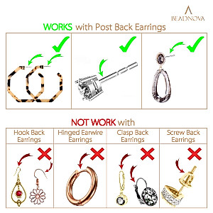 BEADNOVA Magic Earring Lifter Earring Back For Droopy Earring Bullet Clutch With Pad for Heavy Earring (Heart Style, 3 Colors Mix - Gold Plated, Silver, Rose Gold)