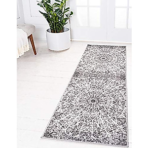 Unique Loom Sofia Collection Area Rug - Grace (2' x 13' 1" Runner, Dark Gray/ Gray)