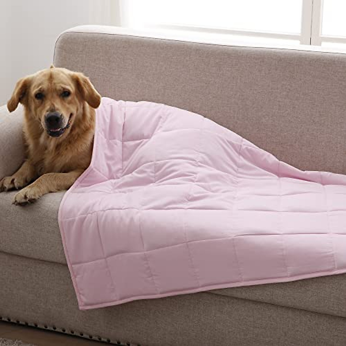 Vhorate Weighted Blanket 48" x 72" 15 lbs Cooling Weighted Throw Ultra Soft Heavy Blankets with Glass Beads - Pink