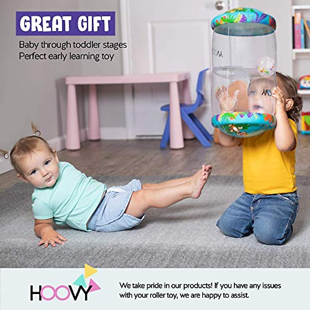 Hoovy Infant Crawling Toys | Toys for Crawling Babies | Crawling Toys for Babies 6-12 Months | Beginner Crawl Along Baby Roller | Drop Maze Tummy Time Activity Center