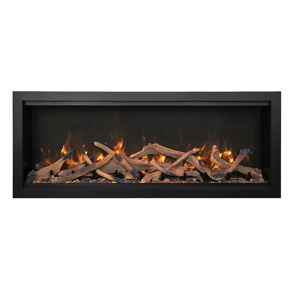 Amantii SYM-50-XT-BESPOKE Symmetry Extra Tall Bespoke 50-inch Indoor/Outdoor Electric Fireplace with Remote, Trim, Drift Log Media, and WiFi/Bluetooth Speaker