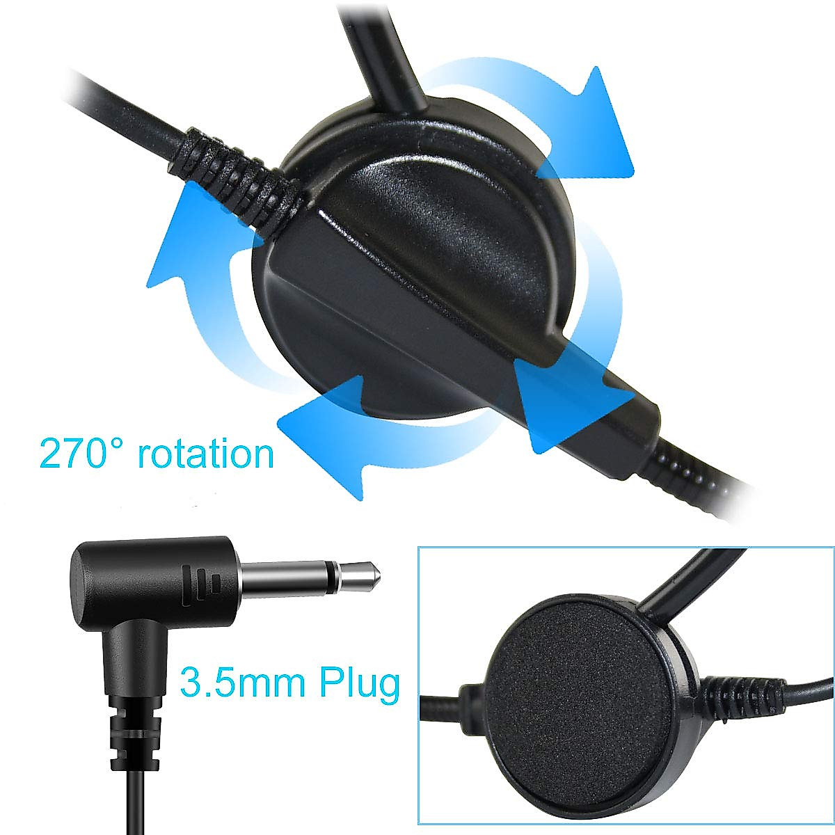 EXMAX Over Ear 3.5mm/1/8 Hands Free Cardioid Wired Audio Boom Condenser Classroom Mic Headset Microphone for UHF-938 ATG-100T Wireless Tour Guide System Voice Amplifier Conference PC Laptop Tablet