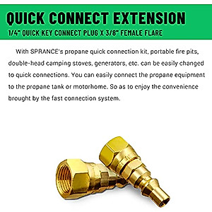 12 Ft Quick Connect Propane Hose for Rv to Grill, Upgrade Portable Fire Pit, Barbecue Grill, Camping Cook Stove to Quick Connection Interface, with 1/4" Quick Key Connect Plug X 3/8" Female Flare