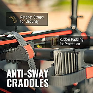 BougeRV Hitch Bike Rack Locking Feature Easy Assembly with 2'' Hitch Receiver, Foldable 4-Bike Hitch Carrier Rack for Car, Pull for Trunk Access, fit for SUV and Truck (165LB Capacity)