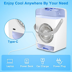Portable Air Conditioners,Mini Air Conditioners Portable for Room,Oscillating Small Mini AC with Timer,4 Speeds 2 Cool Mist,Small Room Air Conditioners for Room