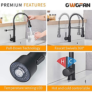 OWOFAN Matte Black Kitchen Sink Faucets Pull Down Sprayer with Deck Plate Product Bundles