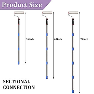 HOSKO 4FT Paint Roller Kits - 9.5 inches Roller Frame with 3 Paint Roller Covers and 36 inches Stainless Steel Detachable Handle - for Painting Walls and Ceiling