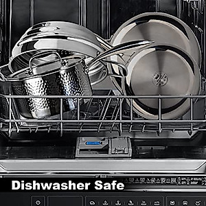 imarku Stainless Steel Pots and Pans Set, 14-Piece Tri-Ply Hammered Stainless Steel Cookware Set, Professional Induction Kitchen Cookware Sets, Oven Dishwasher Safe, Non Toxic PFAS Free, Silver