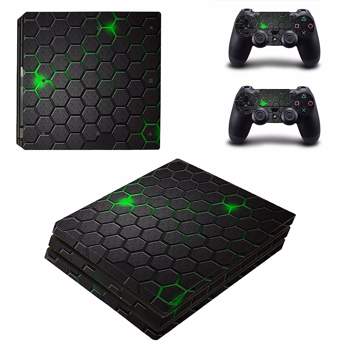 Wodoys Vinyl Stickers Skins Fit for PS4 Pro Console and Controllers Suit Whole Body, Honeycomb