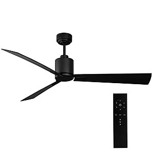 iLiving Quiet BLDC Indoor Ceiling Fan with Remote Control, 3 Blades 6 Speeds, 56 Inches, 6300 CFM, Black/Wood Finish