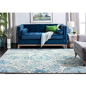 SAFAVIEH Madison Collection Area Rug - 8' x 10', Cream & Turquoise, Boho Chic Glam Paisley Design, Non-Shedding & Easy Care, Ideal for High Traffic Areas in Living Room, Bedroom (MAD600E)