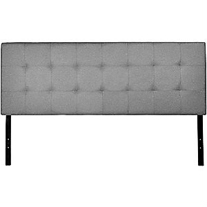 Amazon Basics Faux Linen Upholstered Tufted Headboard, Queen, Gray