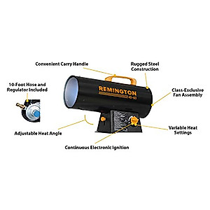 Remington 60,000 BTU Portable Propane Space Heater for 1500 sq. ft. - REM-60V-GFA-O, Black