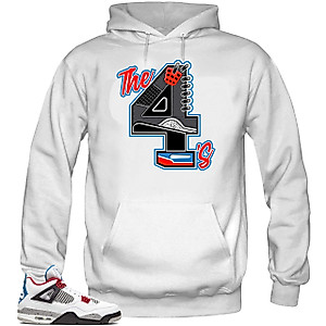 SNELOS Jordan Retro 4 What The Match Shirts (Jordan 4 What The - The 4's Hoodie (White), M)