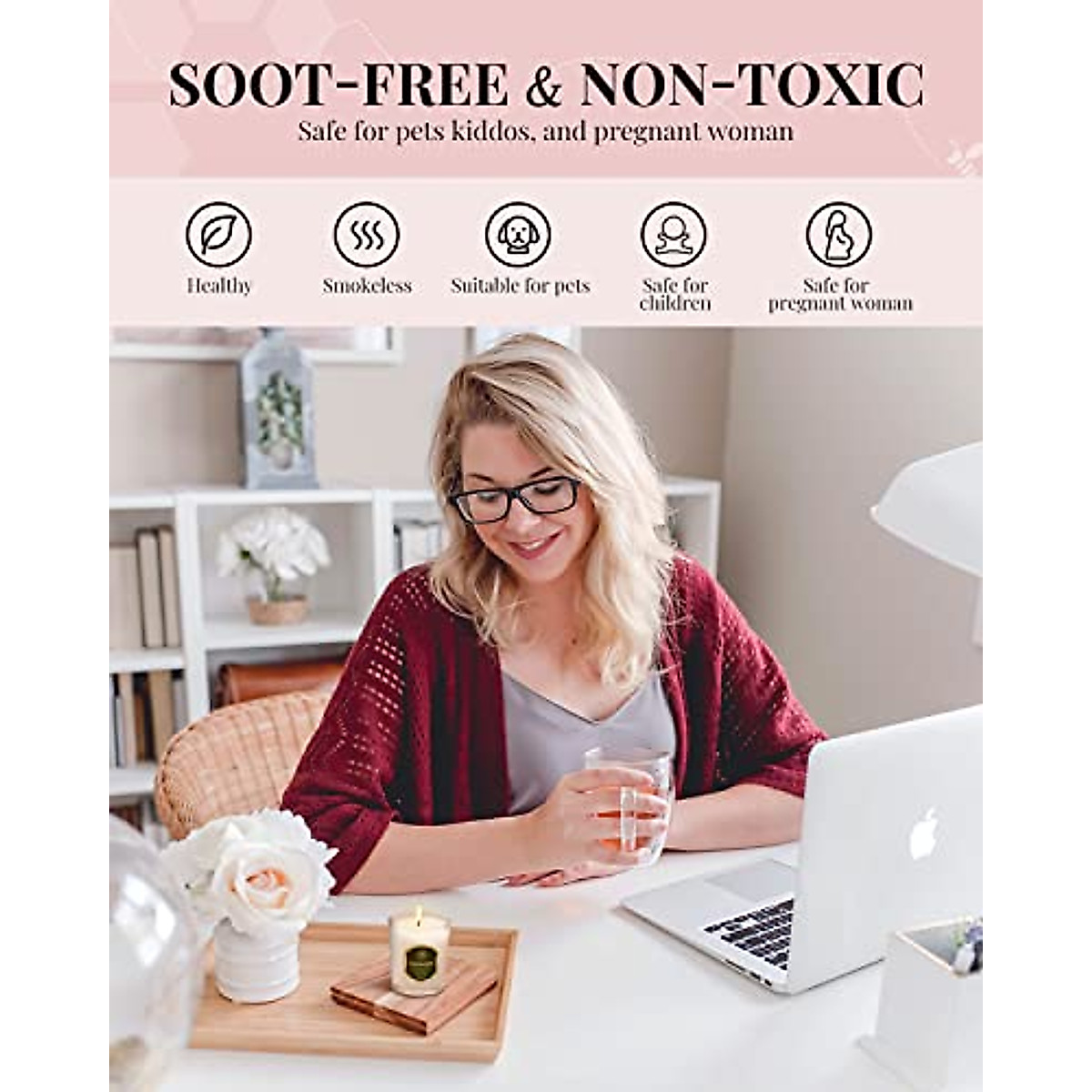 Veda Tinda Scent Candles for Home Scented, Lavender Vanilla Clove Jasmine Natural Beeswax Aromatherapy Glass Jar Candles for Relaxing, Candles Gifts Set for Women, 4-Pack Up 80 Hours Long Lasting