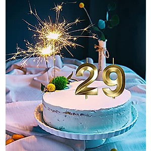 Gold 29th & 92nd Birthday Candles,Gold Number 29 92 Cake Topper for Birthday Decorations Party Decoration