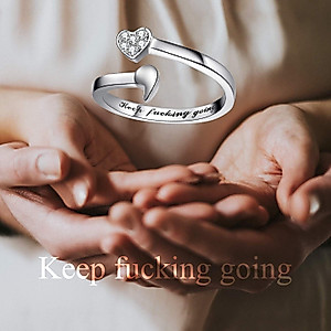 AXELUNA 925 Sterling Silver Ring Keep Going Semicolon Ring Inspirational Gifts for Women (10)