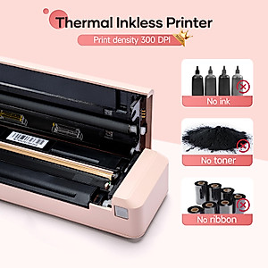 iDPRT Portable Printers Wireless for Travel, Thermal Printer Support 8.5" X 11" US Letter,Bluetooth Inkless Printer Compatible with iOS, Android, Laptop for Office, Home, with Case,MT888 Pink