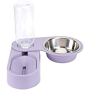 Balacoo Dog Water Food Bowl Set Automatic Pet Food Water Dispenser Rotating Corner Folding Dog Bowl for Cat Puppy Small Dogs (Purple) Rabbit Food Bowl