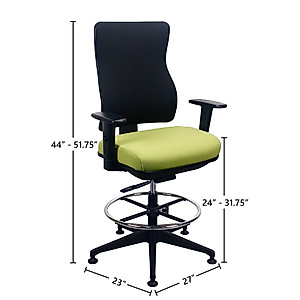 TEMPUR-PEDIC Cooling Technology Drafting Stool, Adjustable Height, Green