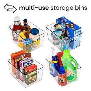 Homeries Pantry Organizer, Clear Storage Bins, for Kitchen, Pantry, Cabinets, for Storing Packets, Spices, Sauce, Snacks, Cans 11”x8”x6” (Pack Of 6)