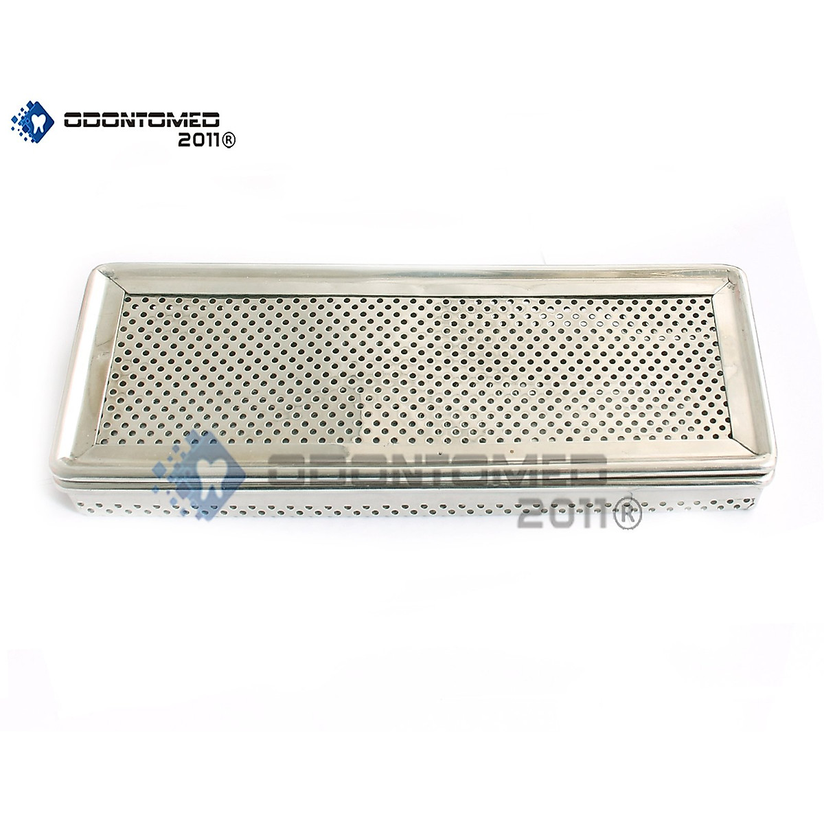 OdontoMed2011 Instrument Tray and Mesh Perforated Baskets Sterilization Tray 8" X 3" X 0.75" with Lid Stainless Steel, OD2011-DN-315