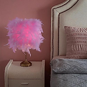 Gralara Feather Lampshade Minimalist Lamp Shade for Table Lamp, Wedding, Coffee Shop, Pink S