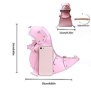 LUI SUI Women Dinosaur Shape Shoulder Bag Rivet Chic Purse Whale Animal Bags Novelty Crossbody Bags For Girls