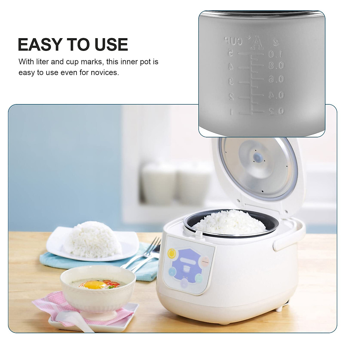 Cabilock 2L Kitchen Inner Cooking Pot Non-stick Inner Pot Universal Inner Pot Rice Cooker Supply Nonstick Cooking Pot Inner, Silvery