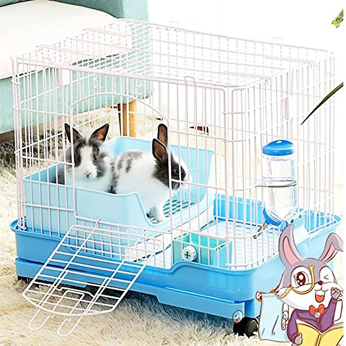 WEWAYKGJ Rabbit Litter Box Large Rabbit Potty Box with Drawer Bunny Corner Litter Pan Potty Trainer Pet Toilet with Cleaning Set for Adult Hamster Guinea Pig Ferret Bunny and Other Animals(Pink)