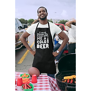 VAGAVY - Funny BBQ Apron for Men with Pockets - Bottle Opener and Gift Box Included - Black Barbeque Man Aprons, Dad, Husband - Birthday, Father’s Day Grilling Gifts for Papa, Husband