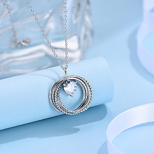 EPIRORA 50th Birthday Gifts for Women, Dainty 5 Circles Heart Cubic Zirconia Pendant Necklace for Her, 50 Years Old Birthday Jewelry Gifts