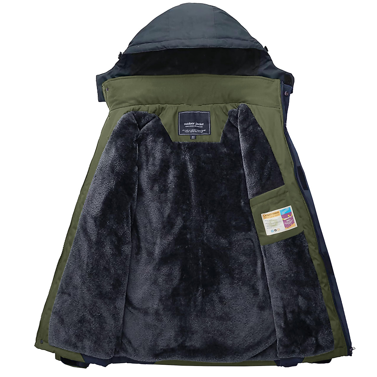 MAGCOMSEN Work Jacket Winter Coats Ski Jacket Waterproof Jaket Rain Jackets Fleece Jacket Softshell Jacket Tactical Jacket Snowboard Jackets Green