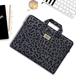 MOSISO Laptop Shoulder Bag Compatible with MacBook Air 15 inch M3 M2/Pro 16 M4 M3 M2 M1 2025-2019, 15-15.6 inch Notebook, Leopard Grain Briefcase Sleeve with Belt