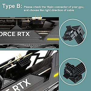 JOYJOM PCI-e 5.0 12VHPWR 16 Pin Right Angle Adapter Female to Male Extension Cable, 16AWG 600W 12VHPWR 90 Degree Adapter for Graphic Card GPU 12+4pin RTX 3090Ti 4070Ti 4080 4090 (Type B)