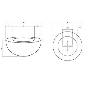 Prism Hardscapes Moderno 5 Concrete Gas Fire Pit (PH-426-4NG), Natural Gas, Pewter, 36-Inch