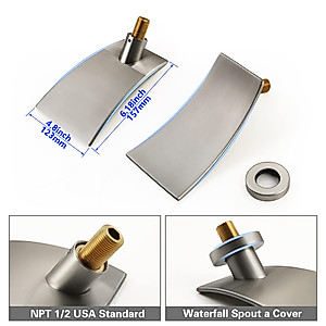 SKOWLL Wall Faucet Waterfall Faucet Modern Bathroom Vanity Sink Faucet Wall Mount Bath Mixer Set with Single Handle, Brushed Nickel