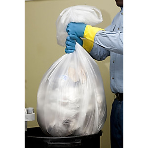 Aluf Plastics High Density Trash Bags, 30 Gallon, 500 Count, 8 Micron (eq), 30" x 37", Clear, for Bathroom, Office, Industrial, Commercial, Janitorial, Municipal, Recycling
