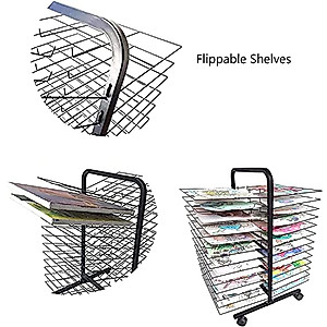 CENAP Art Drying Rack, Mobile Drying Rack for Artwork with Wire Rack, Mobile Classroom, Art Studio, Drying and Printing Rack (Size : 50-Layer)