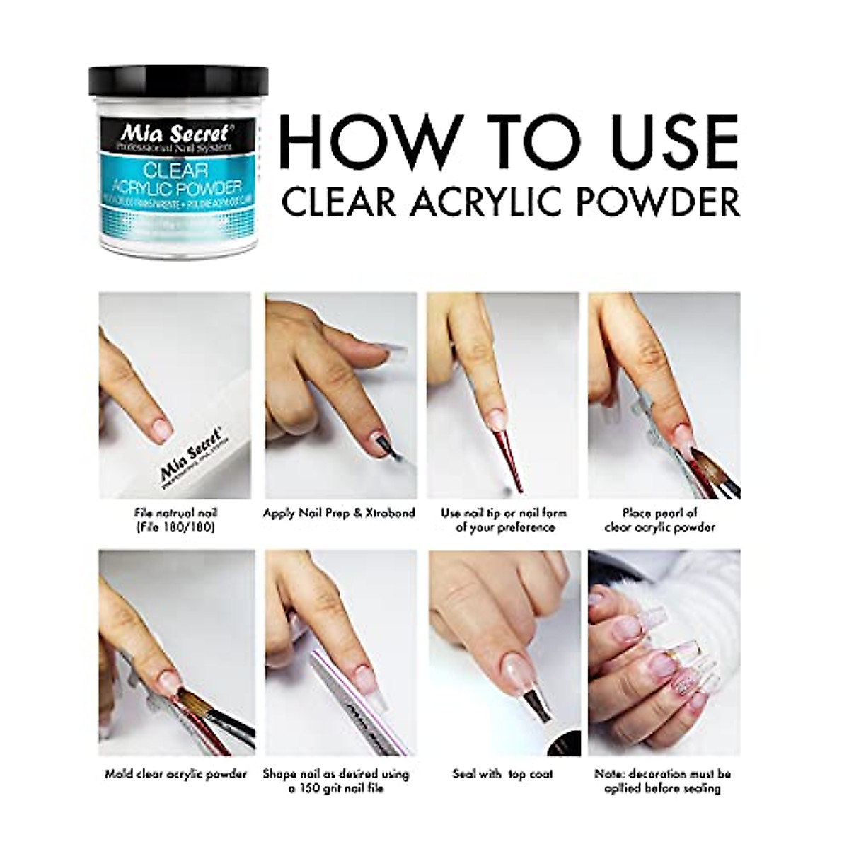 Mia Secret Clear Acrylic Powder (4oz)