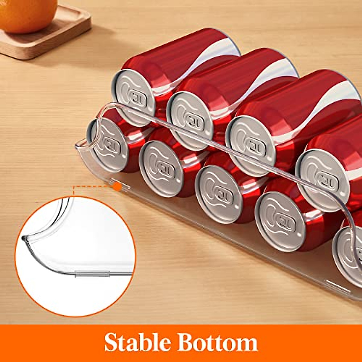 Lifewit 2pcs Soda Can Organizer for Refrigerator Kitchen Pantry Fridge Freezer Countertop Cabinet in Home, Office, Clear Plastic Beverage Drink Holder Rack, Each for 9 Pop Cans 355ml