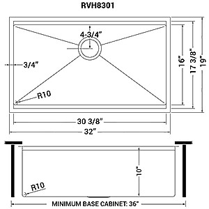 Ruvati 32-inch Workstation Ledge Tight Radius Undermount 16 Gauge Kitchen Sink Single Bowl - RVH8301