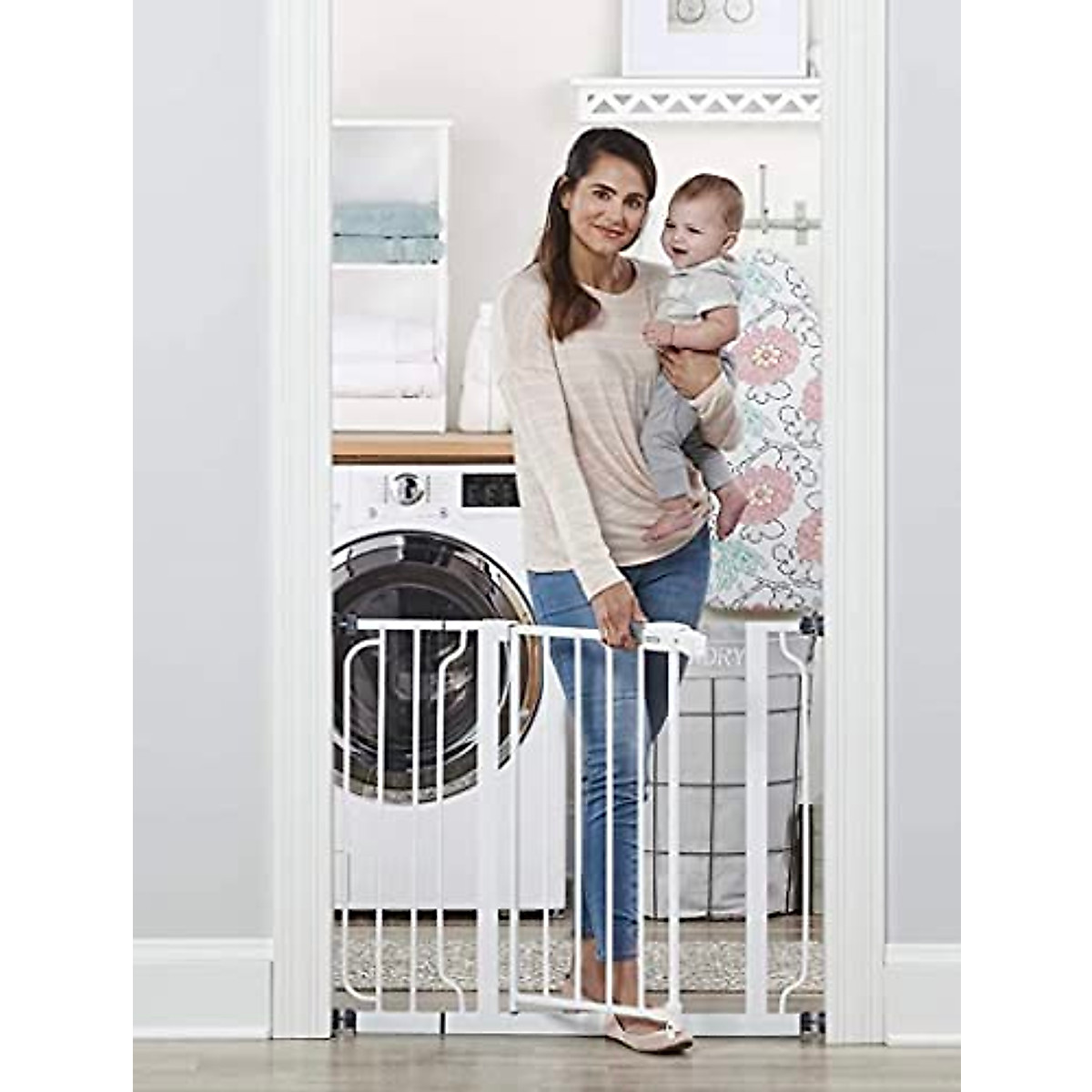 Regalo Easy Step 38.5-Inch Wide Walk Thru Baby Gate, Includes 6-Inch Extension Kit, 4 Pack Pressure Mount Kit, 4 Pack Wall Cups and Mounting Kit