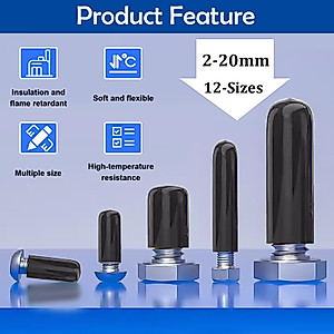 Tnisesm 158Pcs Rubber End Caps Black Round Vinyl End Caps Bolt Screw Covers Caps Rubber Thread Protector Caps Cover in 2/25" to 4/5"