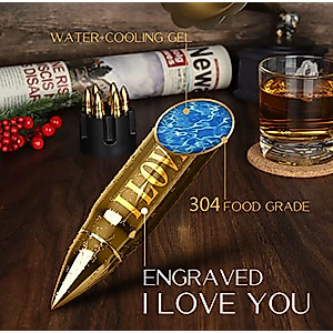Gifts for Him Husband Boyfriend, -I Love You- Whiskey Stone Gold, Anniversary Valentines Day Stocking Stuffers Birthday Gifts for Boyfriend Him, Whiskey Gifts Bourbon Gifts for Men