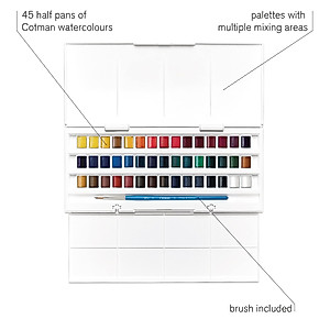 Winsor & Newton Cotman Watercolor Studio Set, 45 Half Pans