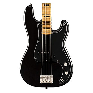 Fender Squier Classic Vibe 70s Precision Bass, Black, Maple Fingerboard, Full Size, 4 String Electric Bass Guitar